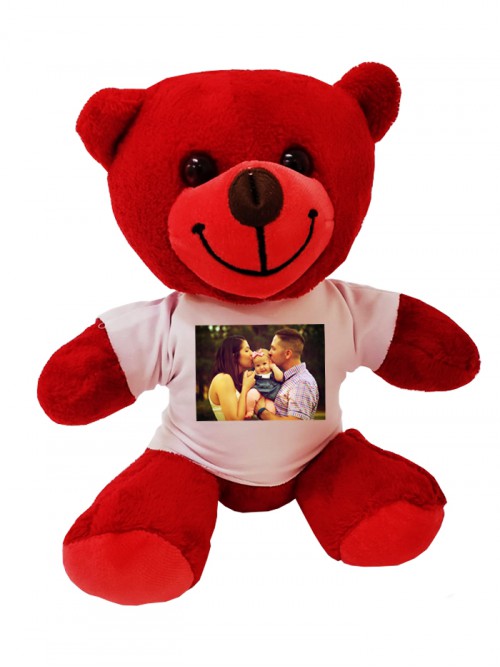 Sevgiliye Özel Resimli Peluş Kırmızı Ayıcık